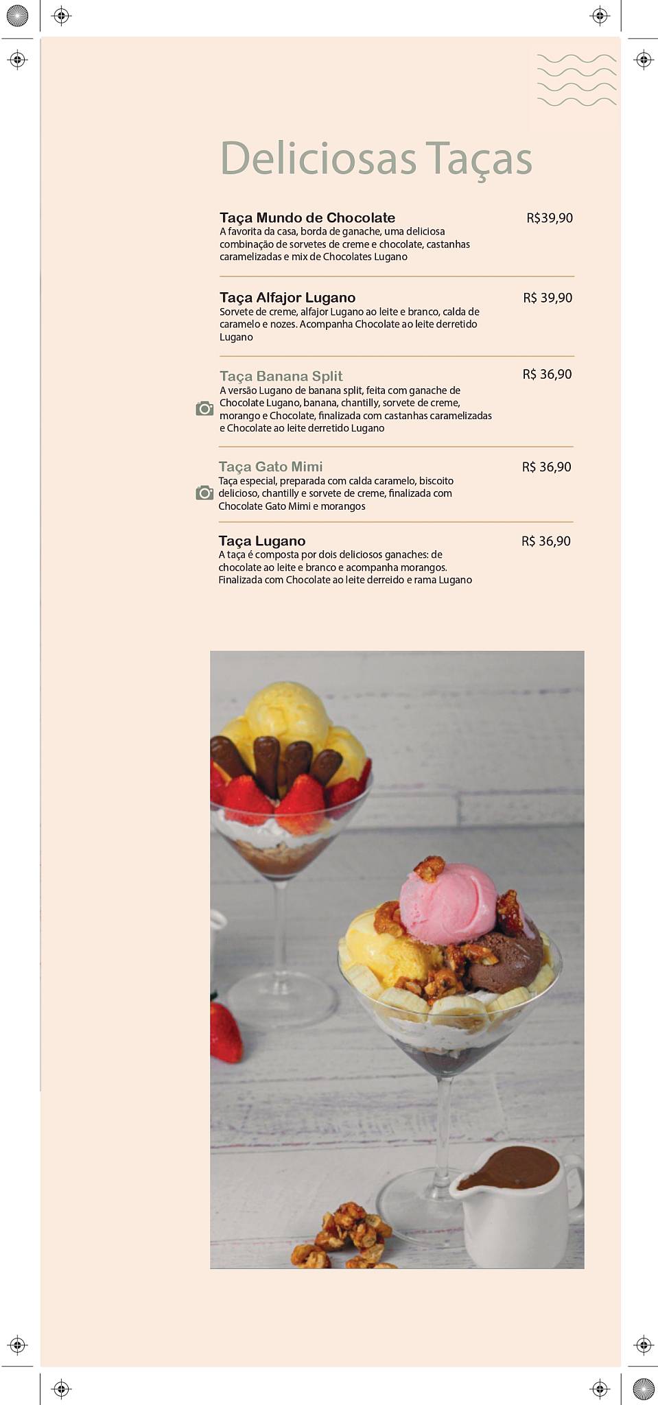 Menu em Lugano Cafeteria e Chocolataria, Brasília