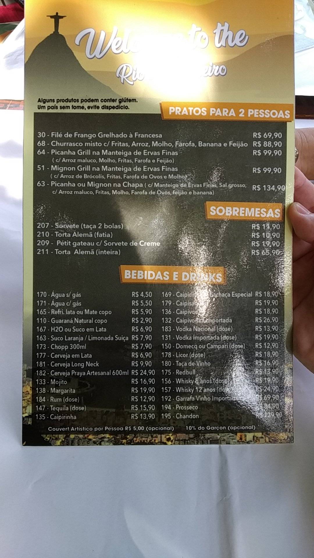 Carta del restaurante Brasiliano Grill, Rio del Janeiro, Av. Borges del ...