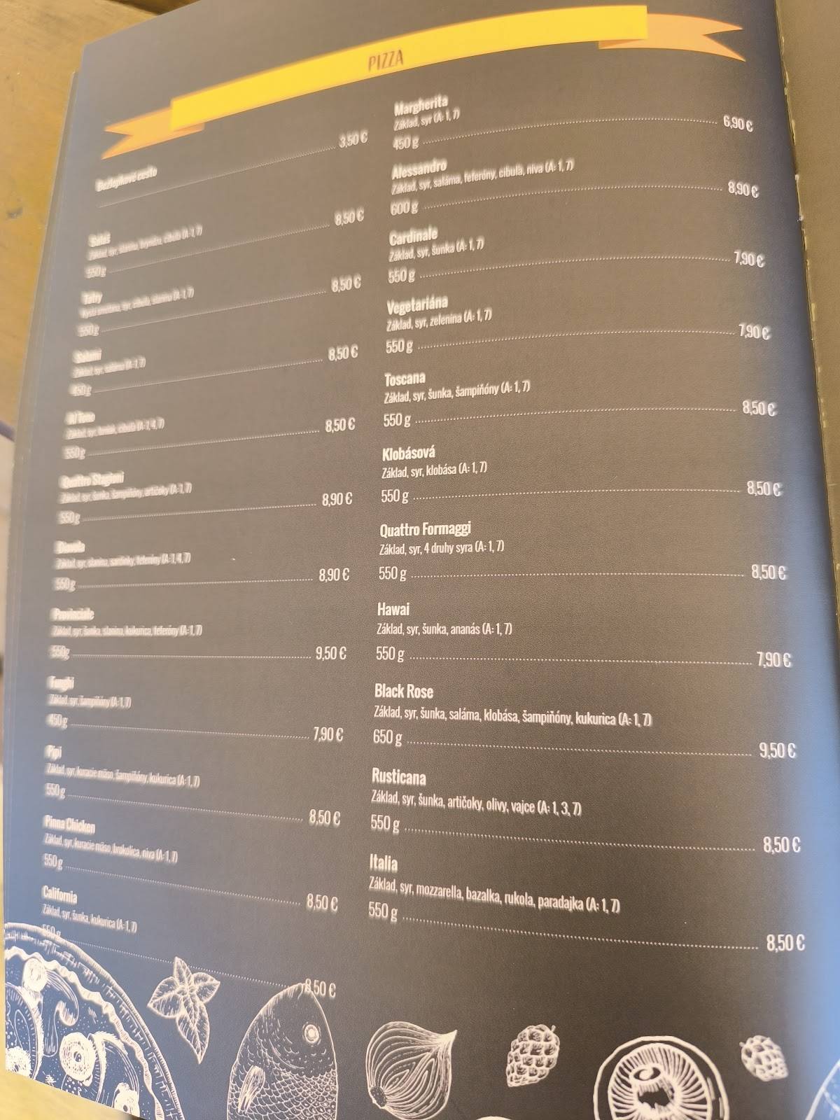 Menu at Reštaurácia Black Rose restaurant, Bratislava, Harmincova 3211 ...