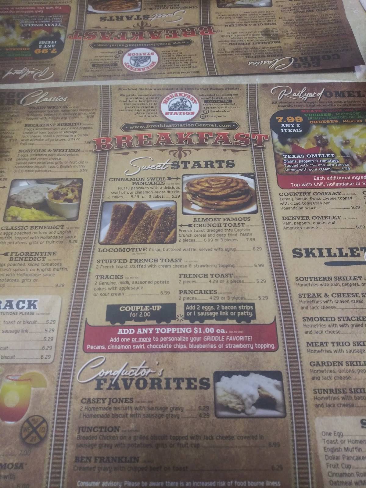 Menu at Breakfast Station restaurant, Crystal River, SE US Hwy 19