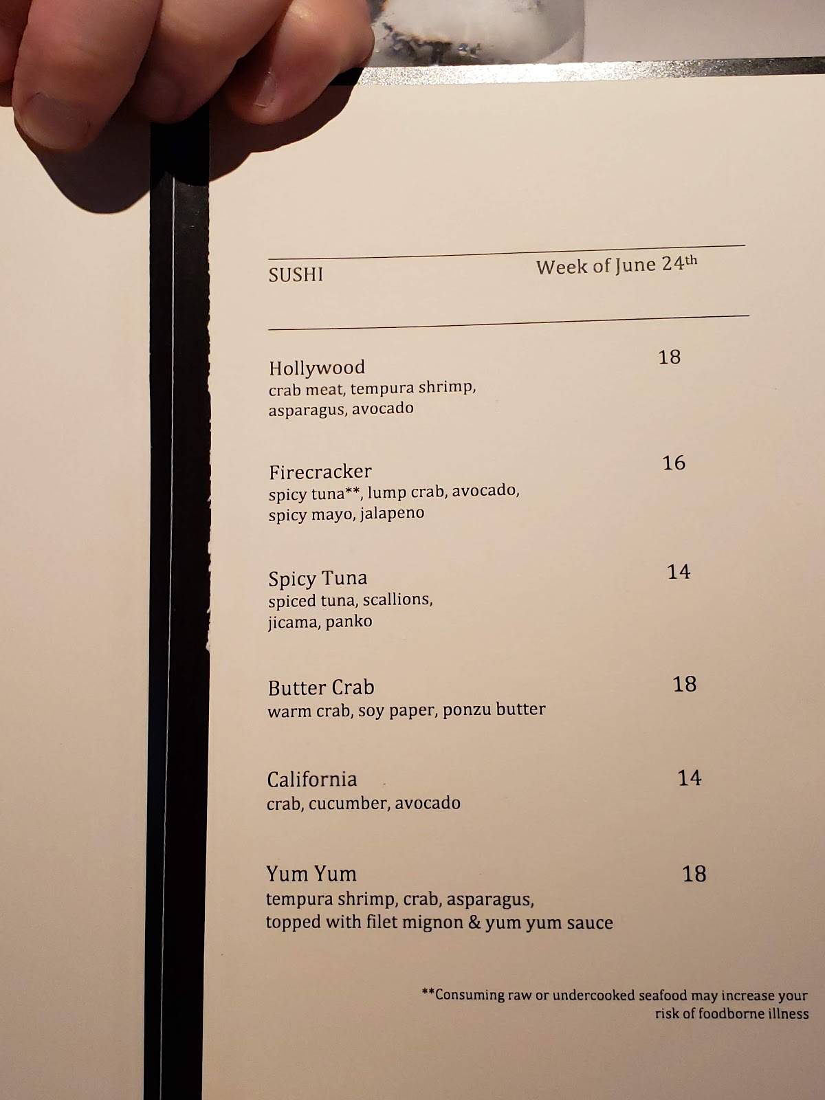 Menu at BrickTop's restaurant, Nashville, West End Ave