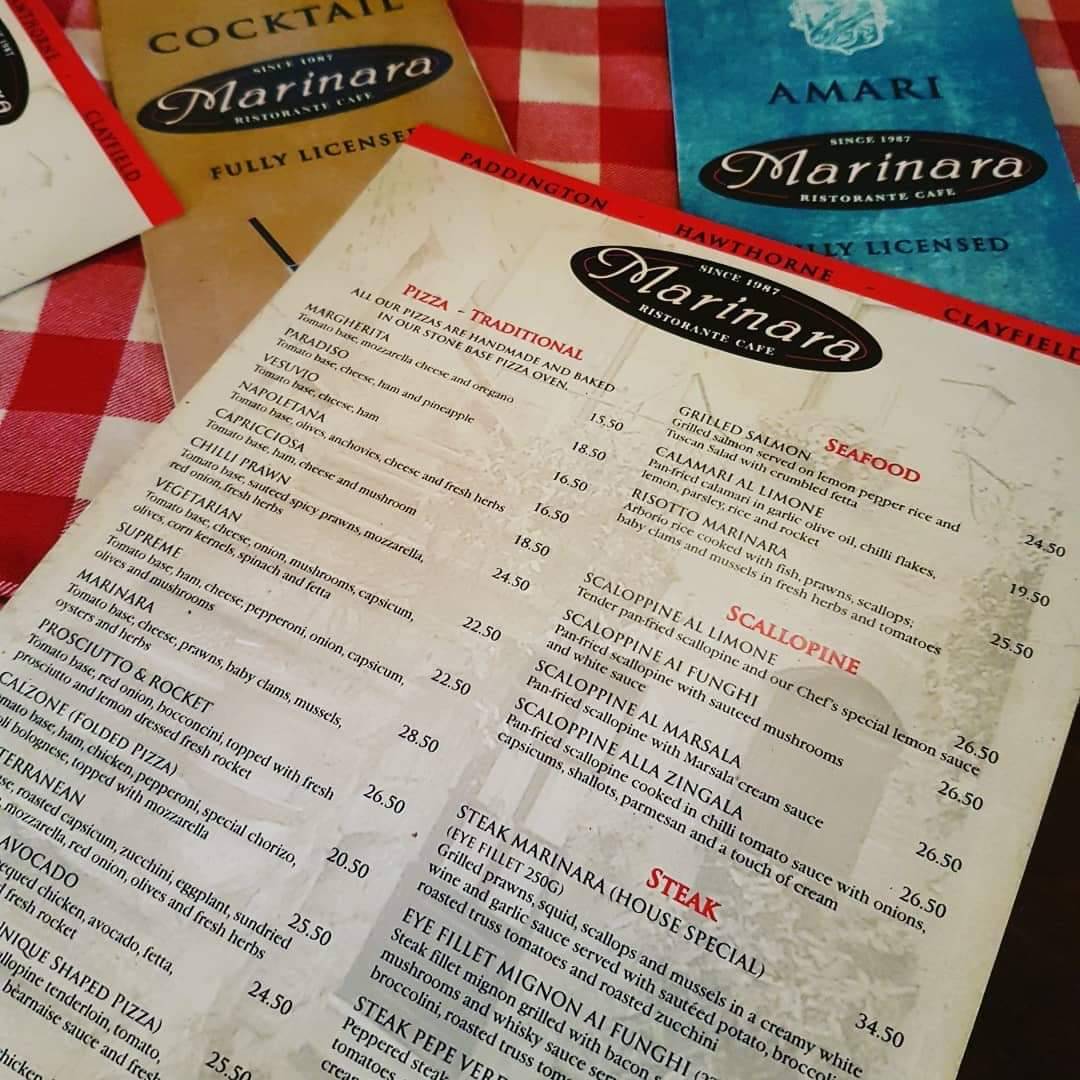 Menu at Marinara Restaurant, Hawthorne