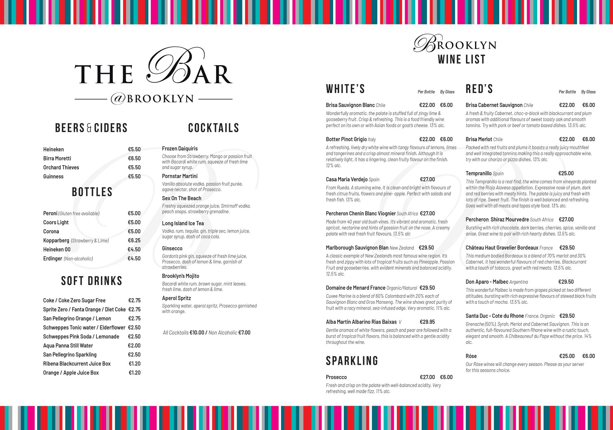 Menu at Brooklyn Restaurant Tramore, Tramore, 1