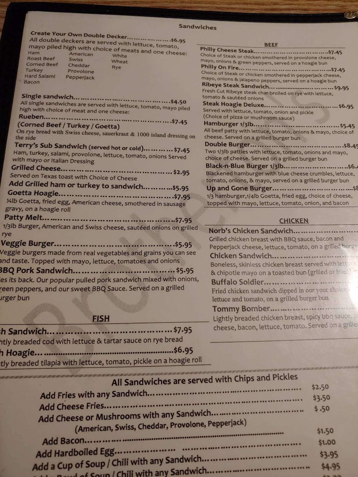 Menu at Brotherton's Family Restaurant, Cincinnati