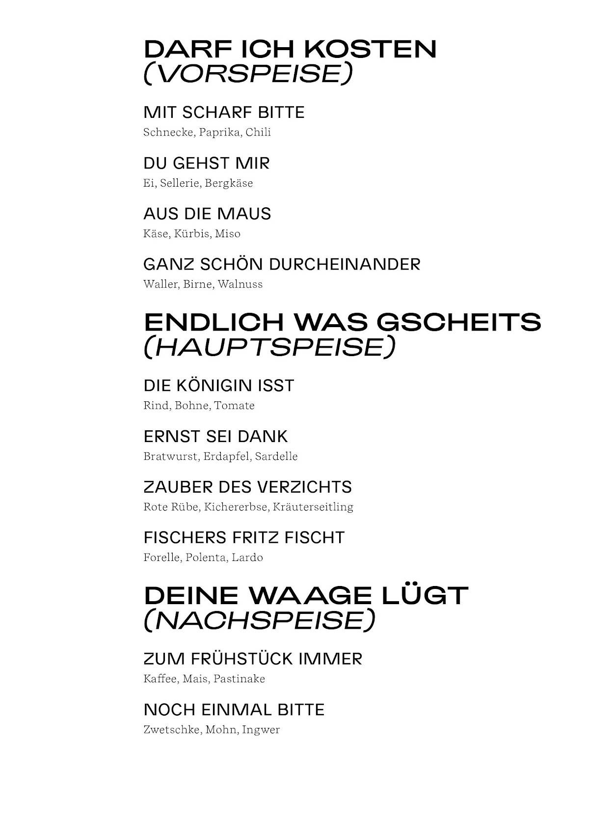 Menu at Bruder - Küche & Bar, Vienna