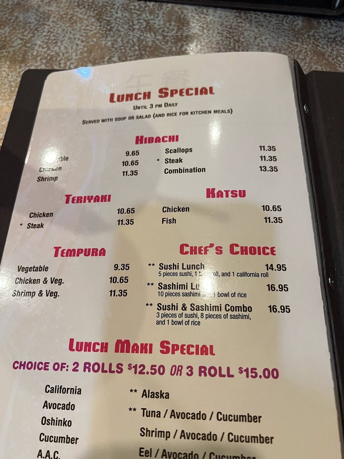 Menu at Fancy Q Sushi Bar and Grill, Brunswick