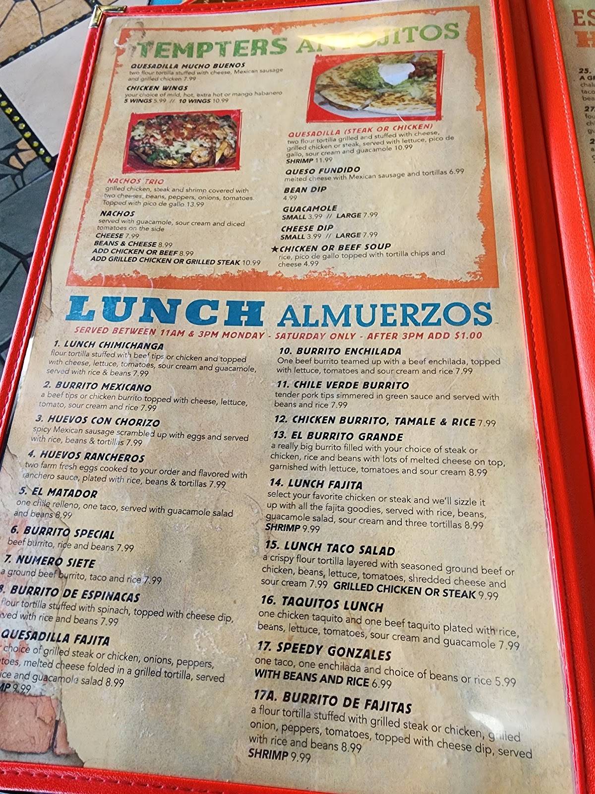 Menu at Mucho Buenos restaurant, Brunswick