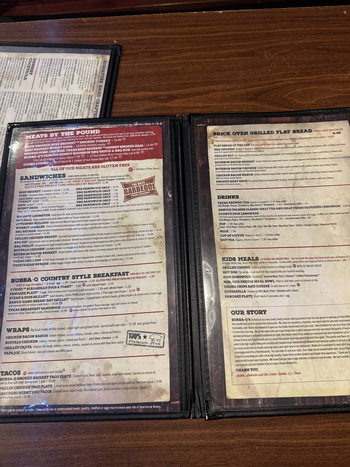 Menu at Bubba-Q's BBQ, Ottumwa, N Quincy Ave