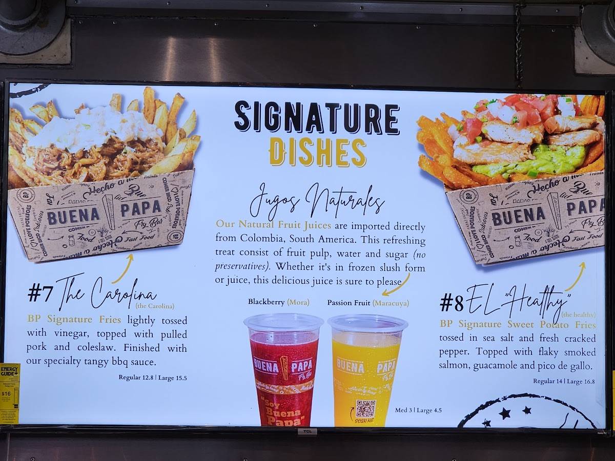 Menu at Buena Papa Fry Bar, Durham