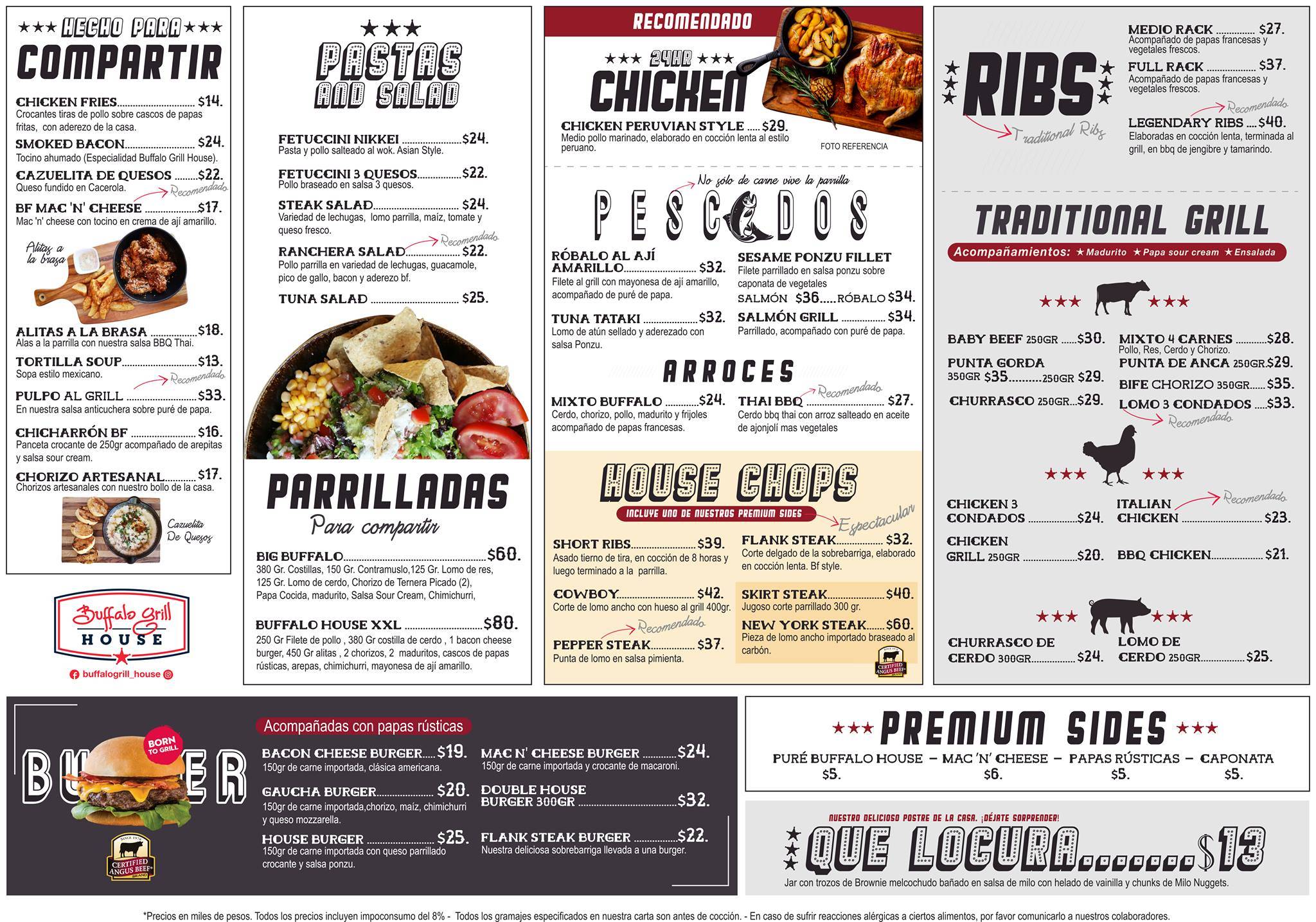 Carta del restaurante Buffalo Grill Buenavista, Barranquilla