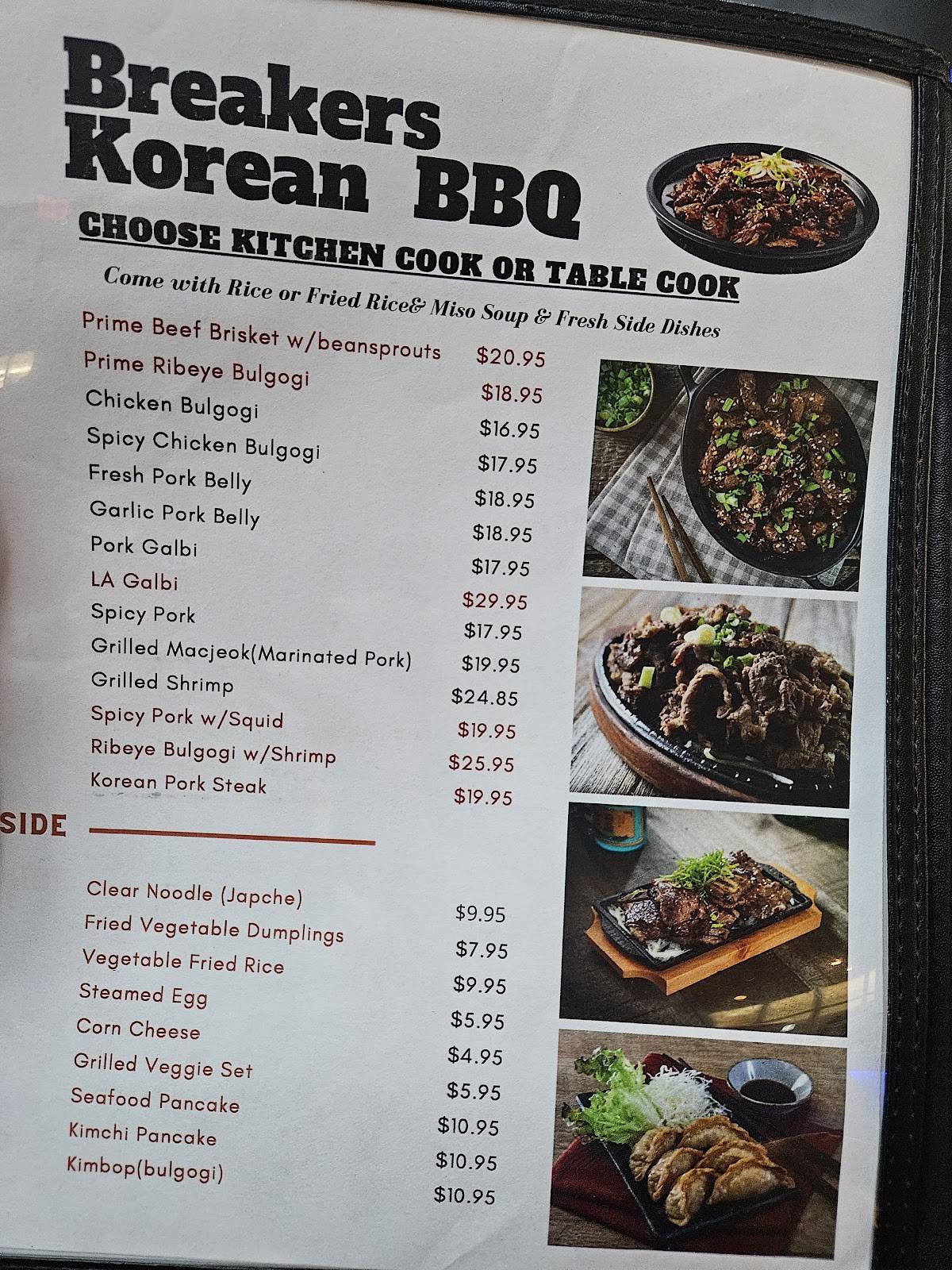 Menu at Breakers Korean Bar-BQ Manassas Mall, Manassas