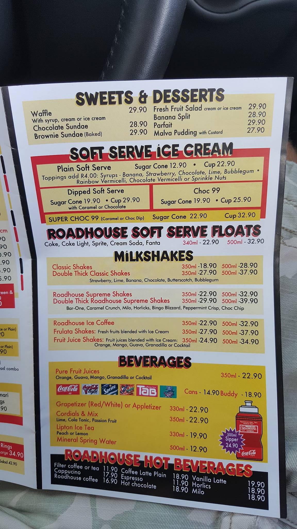 Menu at Burger Box Roadhouse restaurant, Krugersdorp, Gauteng
