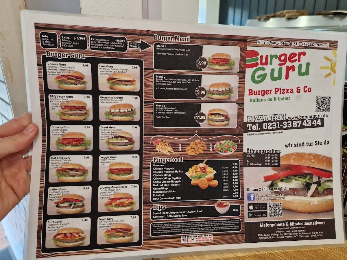 Speisekarte von Burger Guru Dortmund restaurant, Dortmund