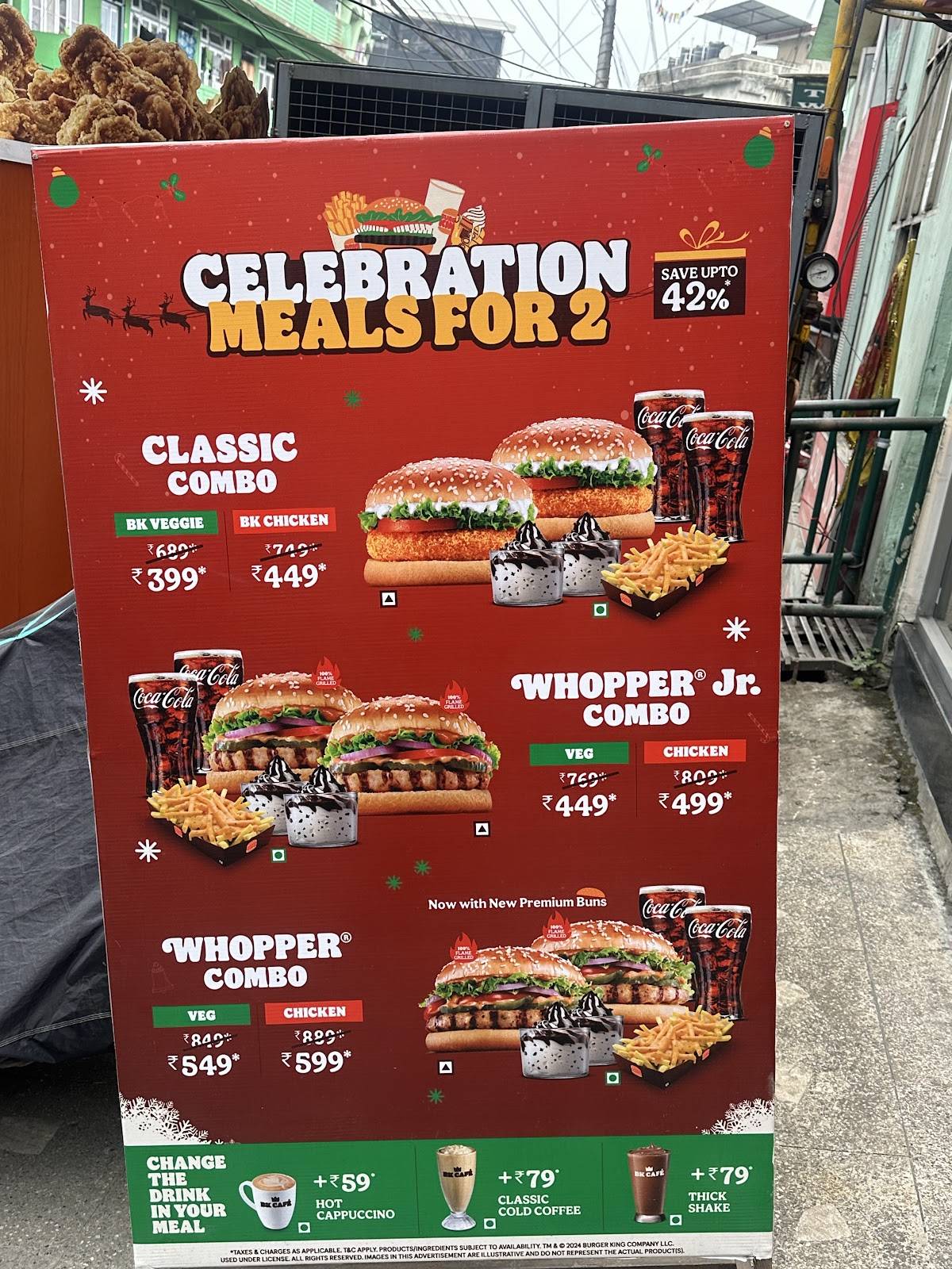 Menu at Burger King, Gangtok