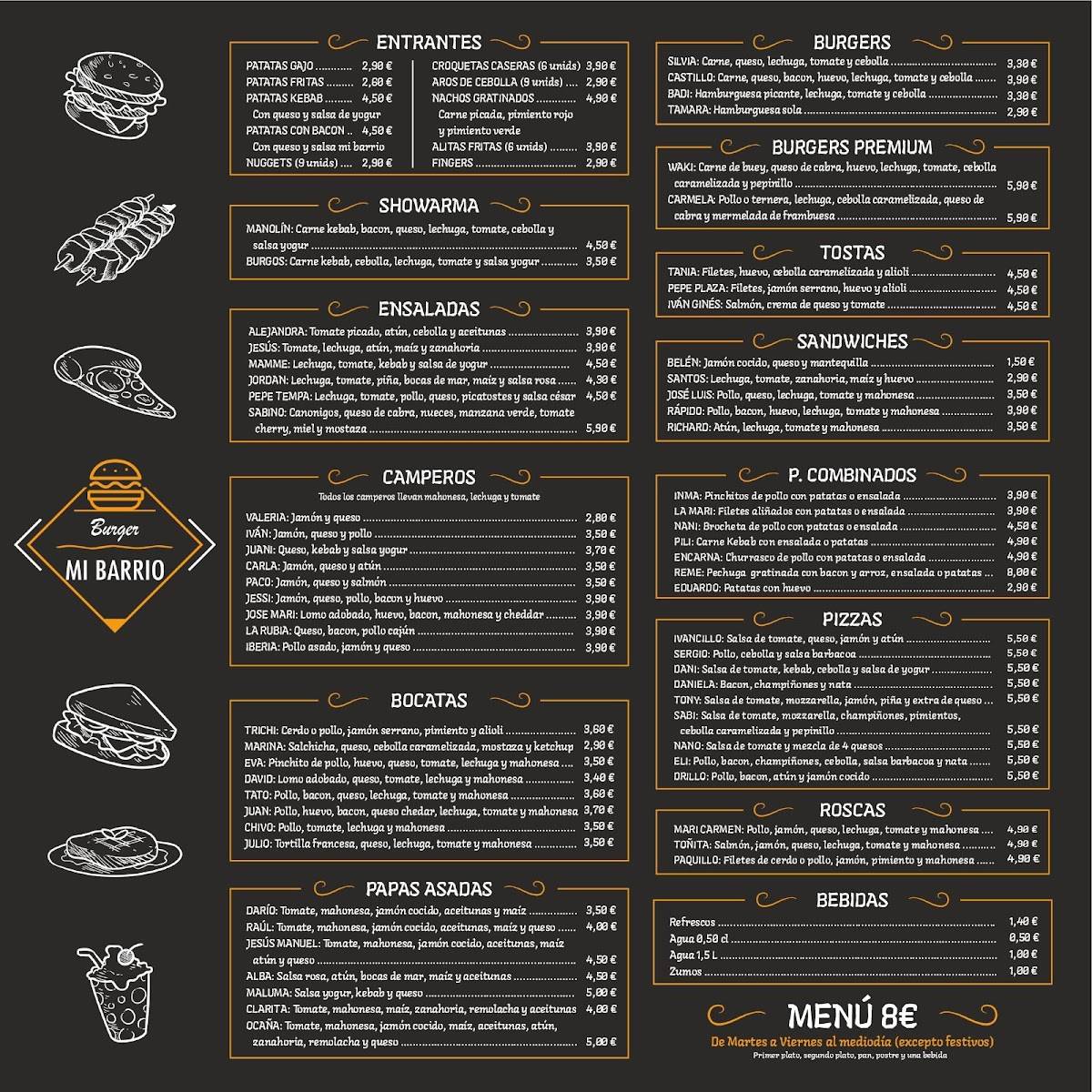 Carta de Burger Mi Barrio, Málaga, Avenida Europa