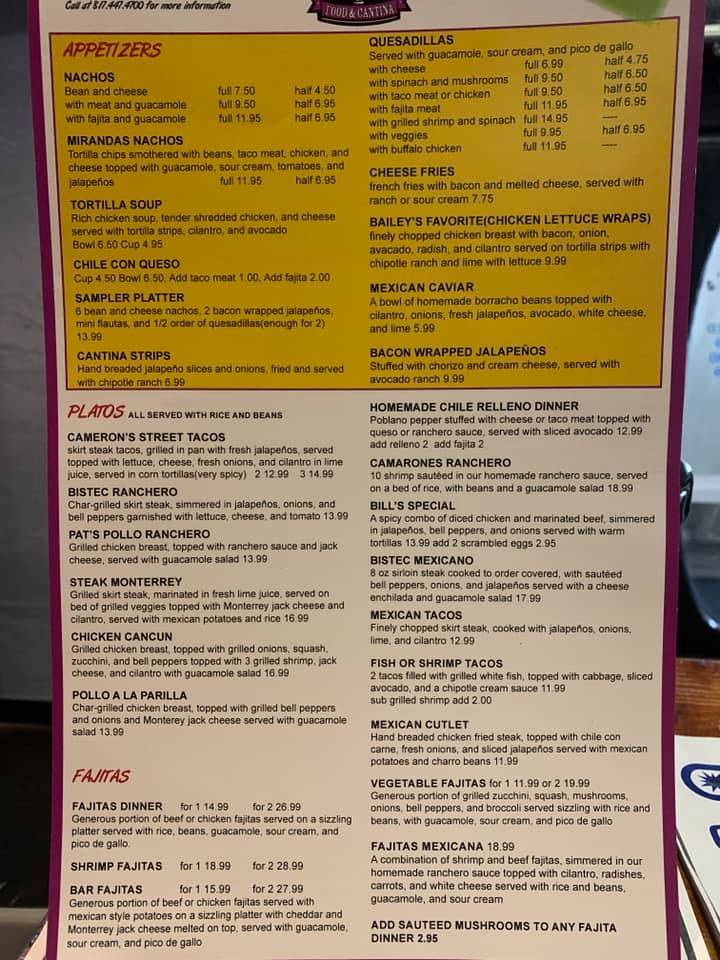Menu at Miranda's Fresh Mexican Food restaurant, Burleson