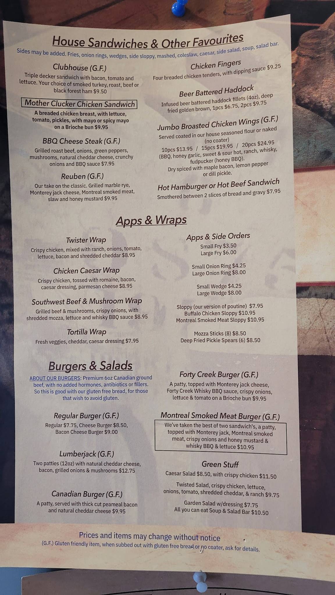 Menu at Burns Restaurant, Dresden