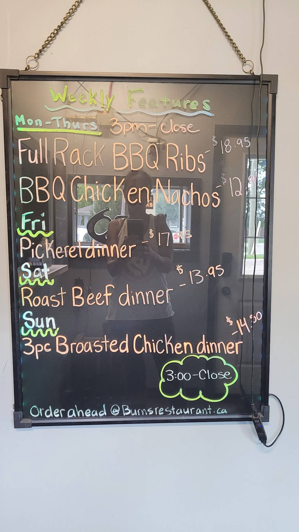 Menu at Burns Restaurant, Dresden