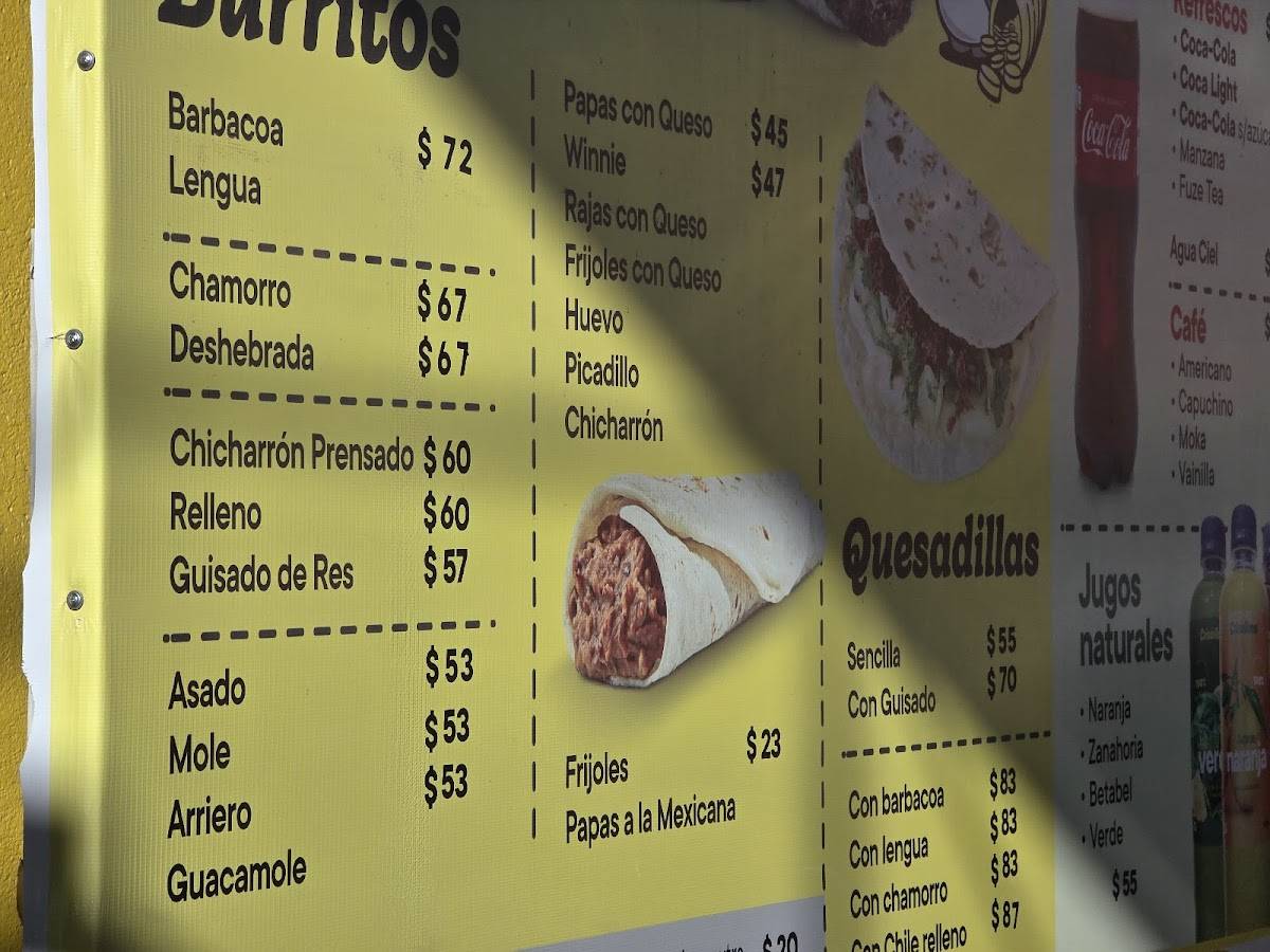 Carta del restaurante Burritos Crisóstomo, Ciudad Juarez, Av. Plutarco ...
