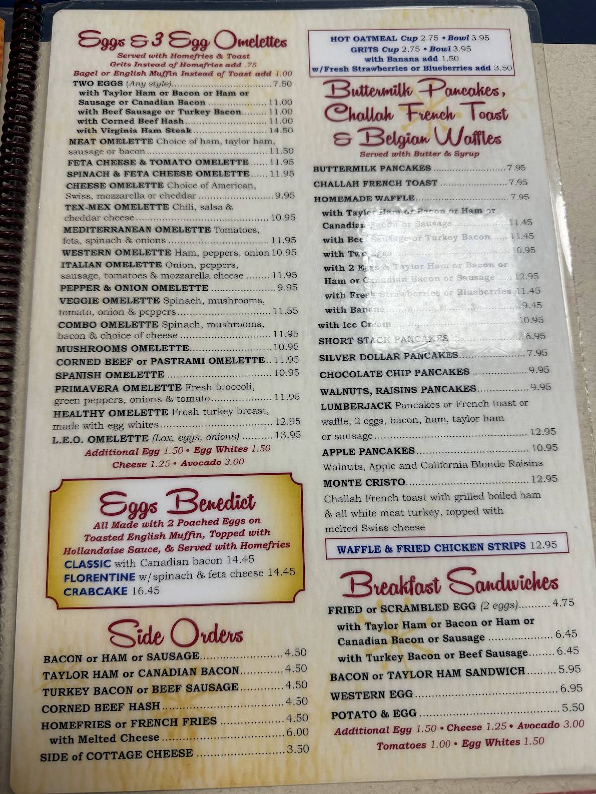 Menu at Bus Stop Diner restaurant, Carteret