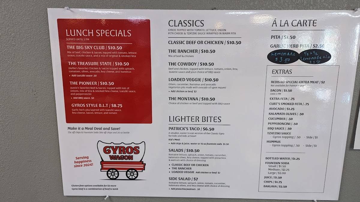 Menu at Butte Gyros Wagon restaurant, Butte