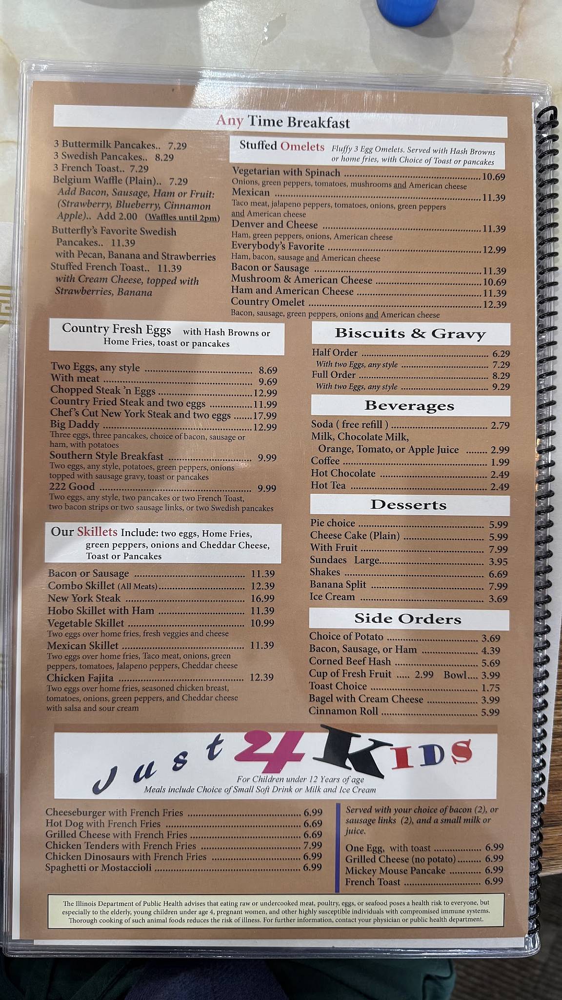 Menu at Butterfly Family Restaurant, Rochelle