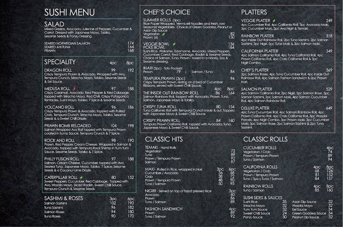 Menu at C-Bali Restaurant, Margate