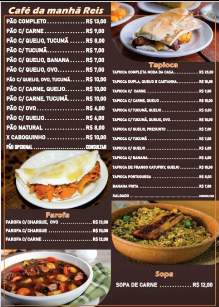 Menu em CAFÉ DA MANHA REIS, Manaus