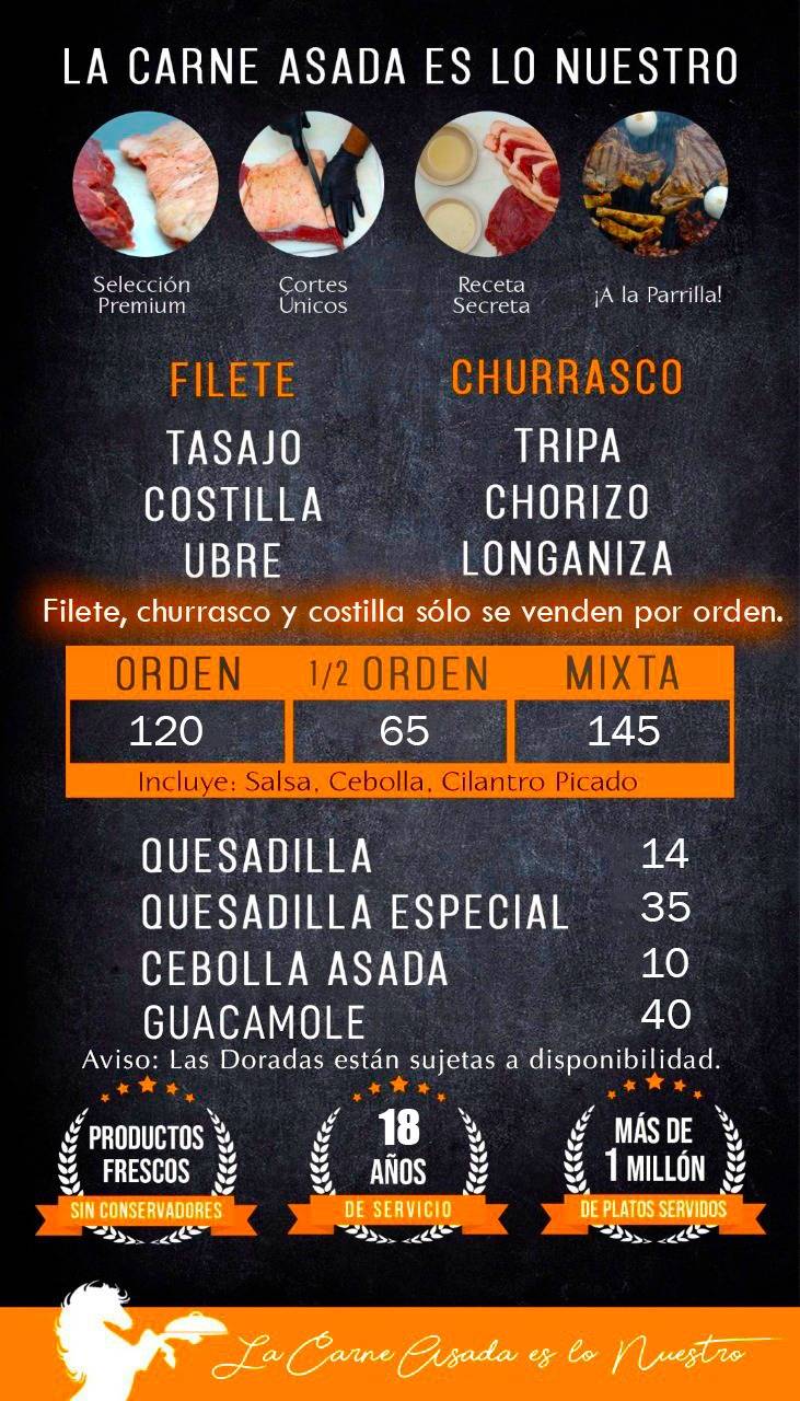 Menu at Carnes Asadas El Potrillo Carnes asadas en Tuxtla Gutiérrez BBQ ...