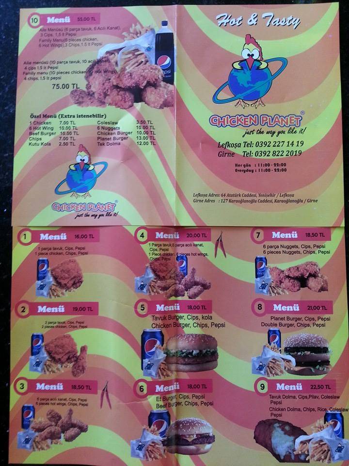Menu at CHİCKEN PLANET GİRNE, Karaoğlanoğlu, Karaoğlanoğlu Caddesi 127
