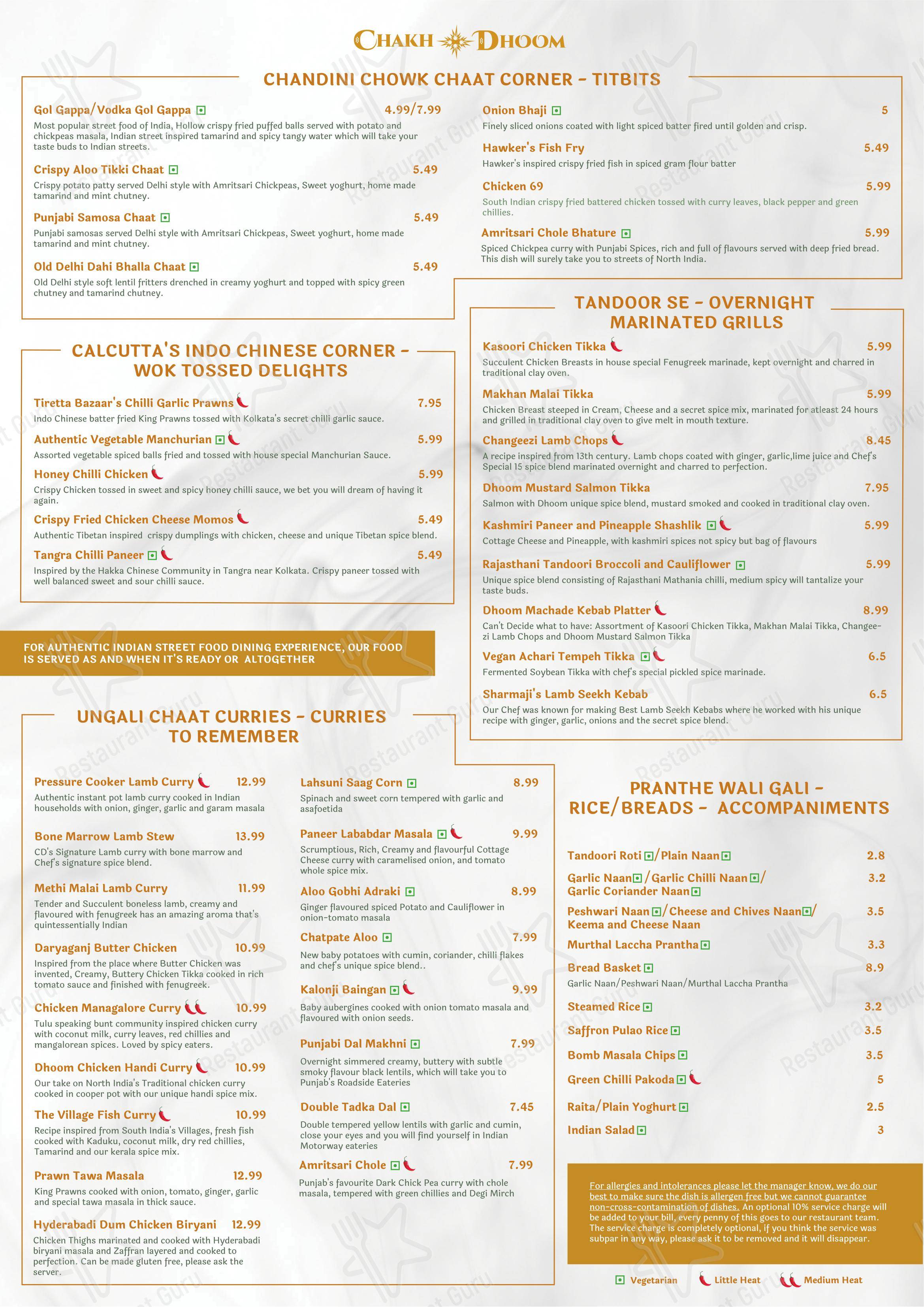Menu at CHAKH DHOOM - AUTHENTIC INDIAN STREET FOOD NEWCASTLE restaurant ...