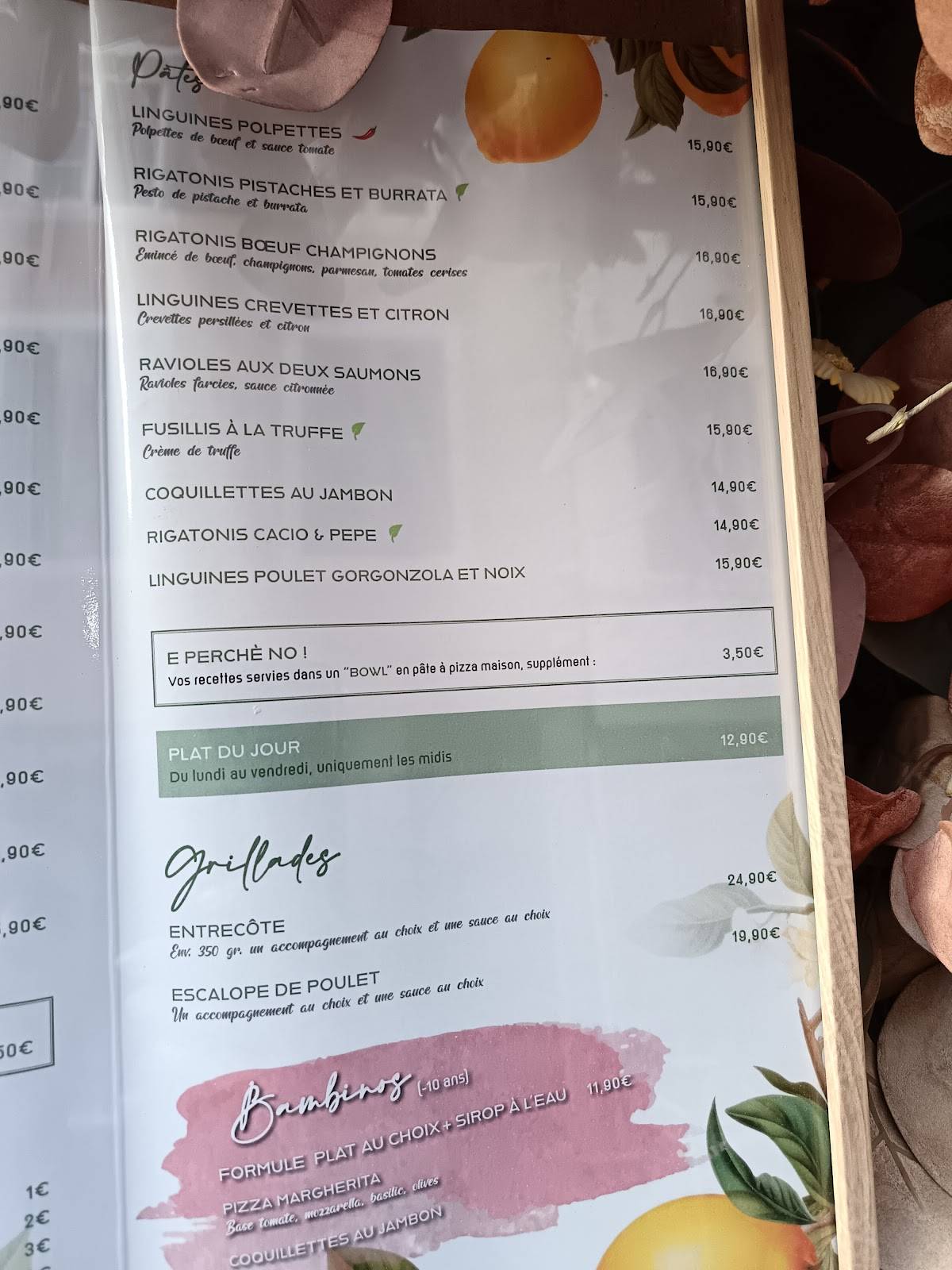 Menu au COCO DI MAMMA restaurant, Mâcon