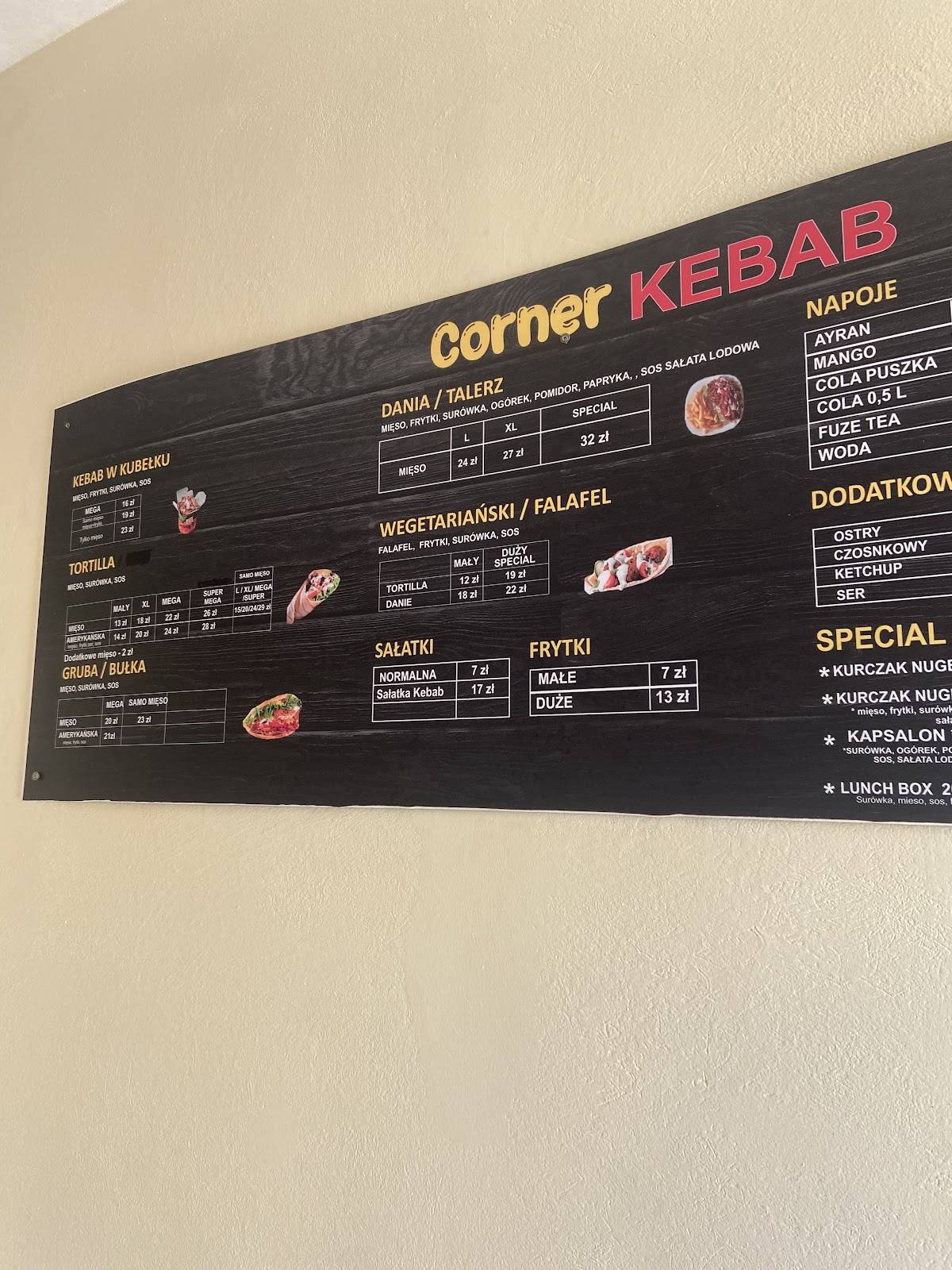 Menu at CORNER KEBAB cafe, Bychawa