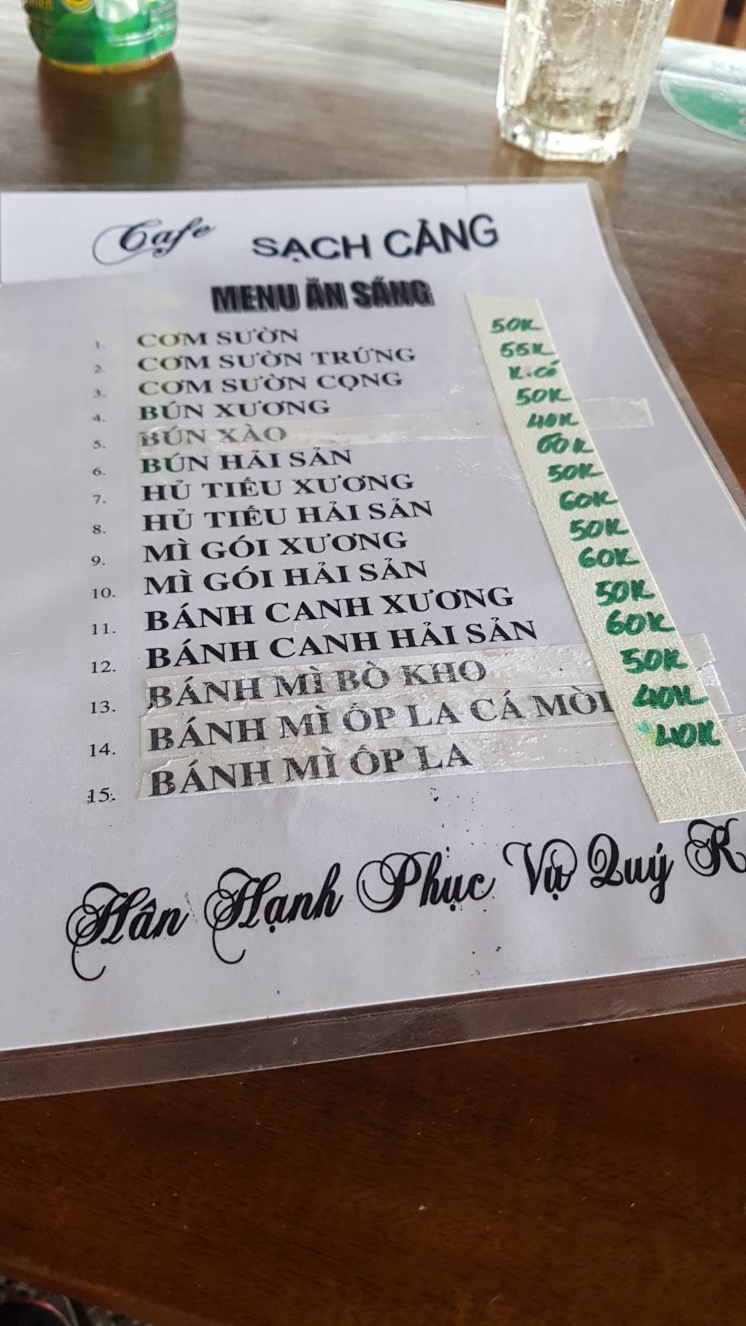 Menu at Cà Phê Phố Biển cafe, Rach Gia