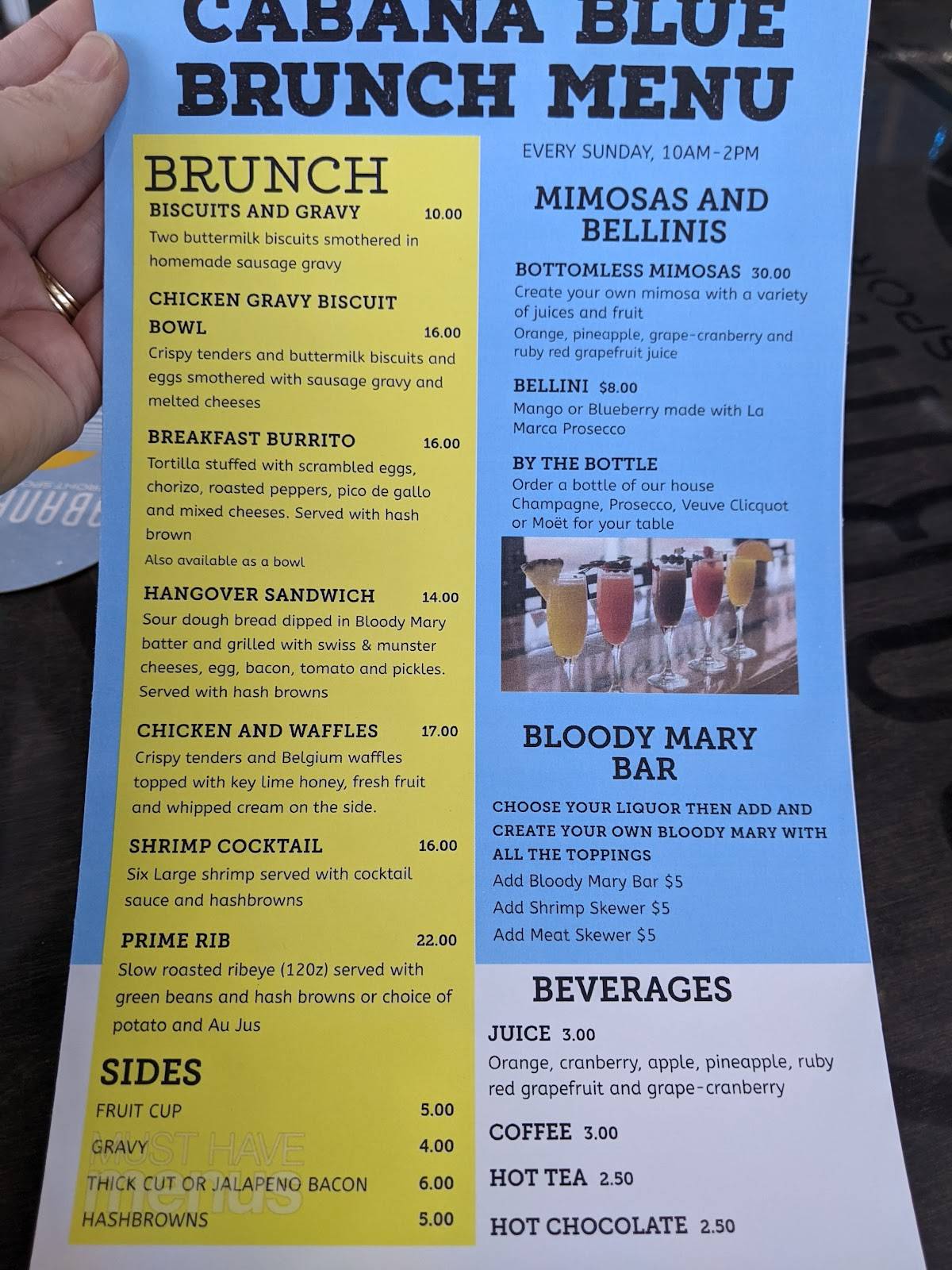 Menu at Cabana Blue Lakefront Sports Bar & Grill, Clay Township