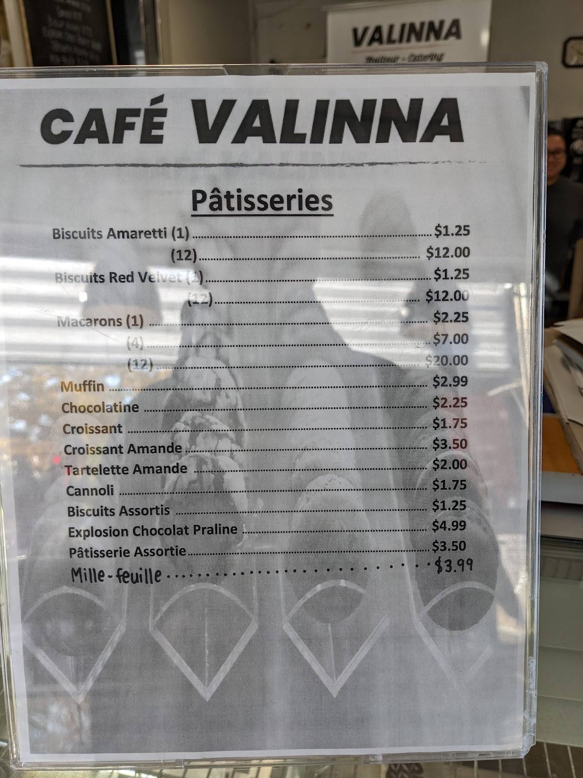 Menu at Café Valinna, Montréal