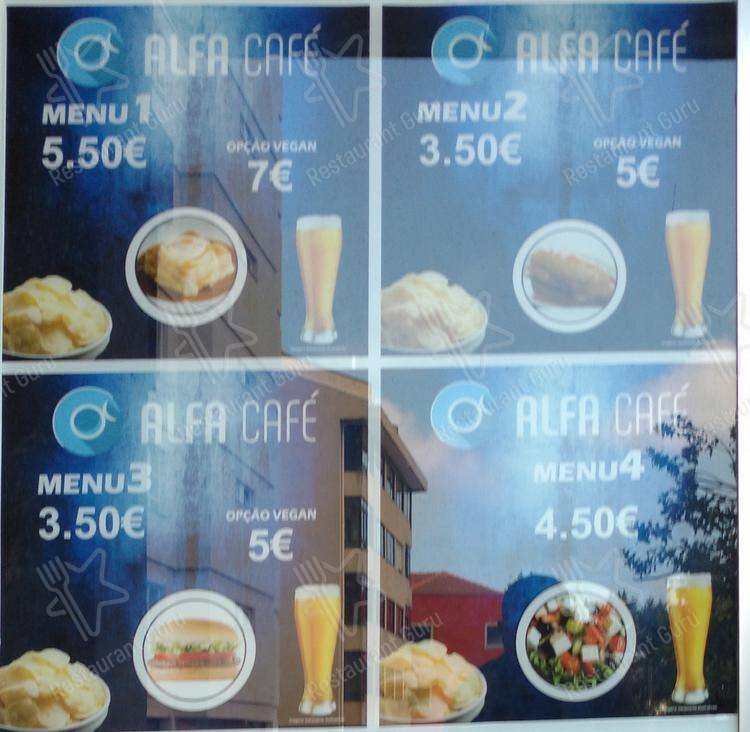 Menu at Alfa Café, Porto