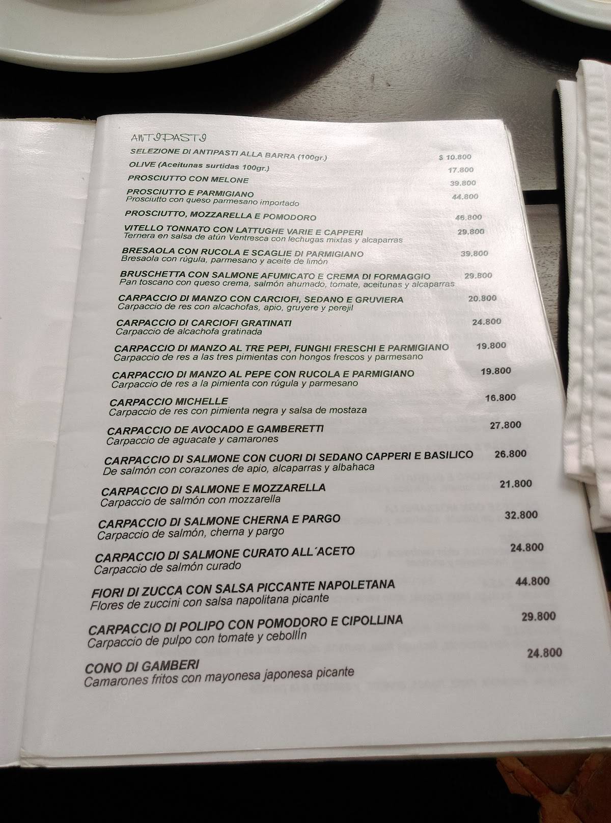 Carta de Café Amarti, Bogotá