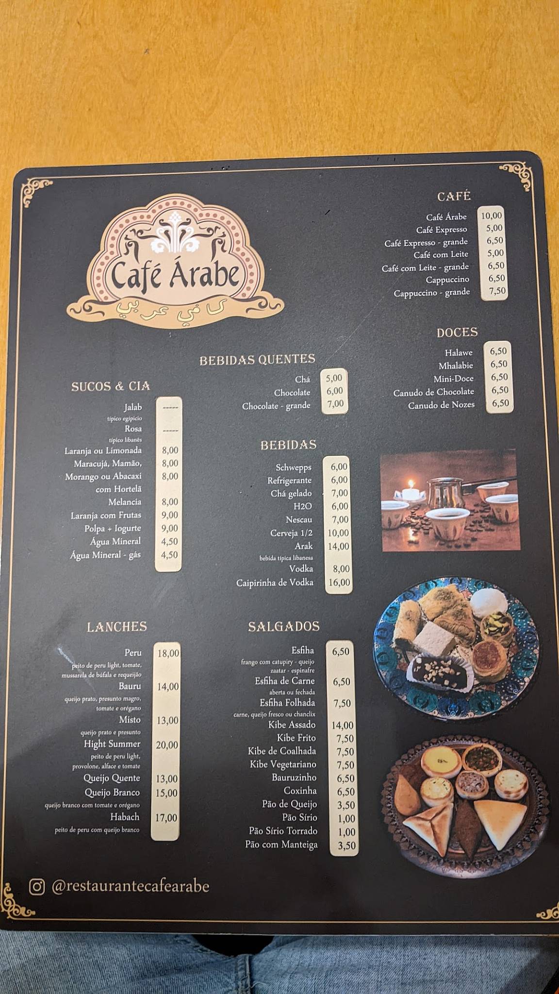 Menu em Café Árabe, São Paulo, Av. Brig. Faria Lima