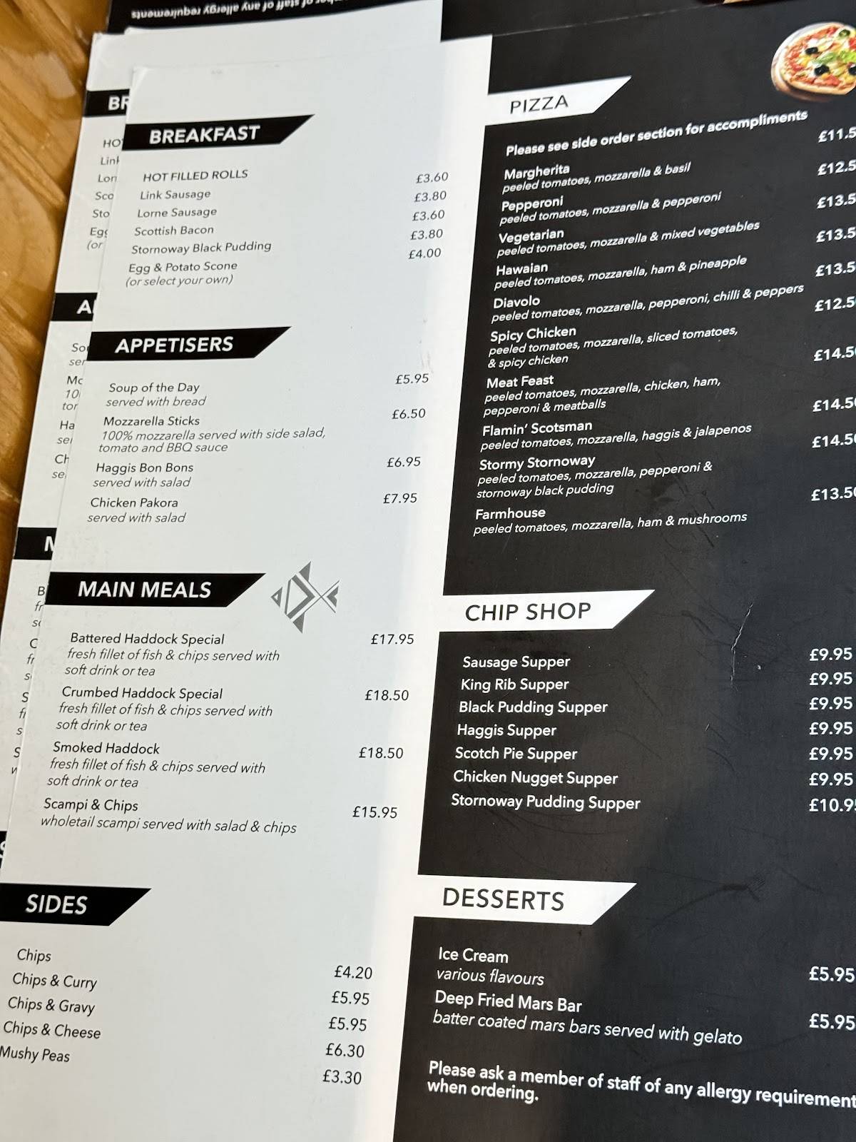 Menu at Cafe Bella, Inveraray