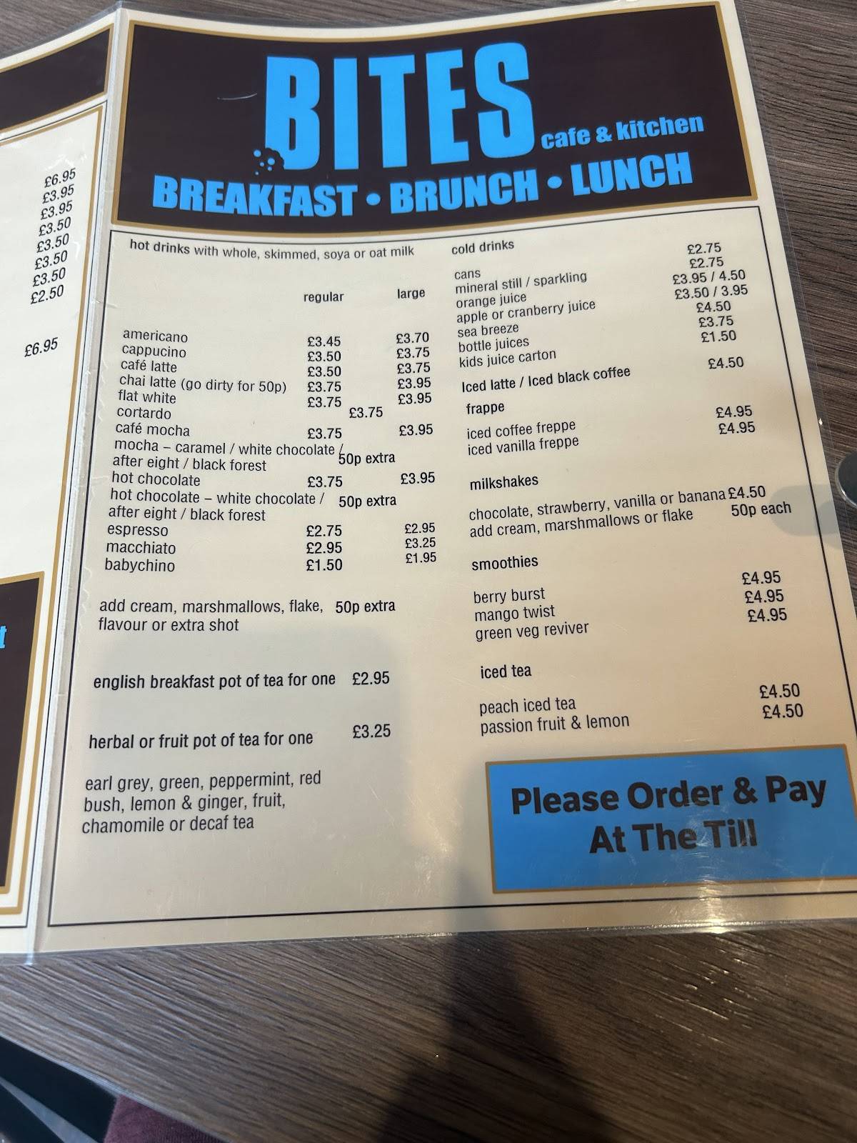 Menu at Bites Cafe and Kitchen, Worthing