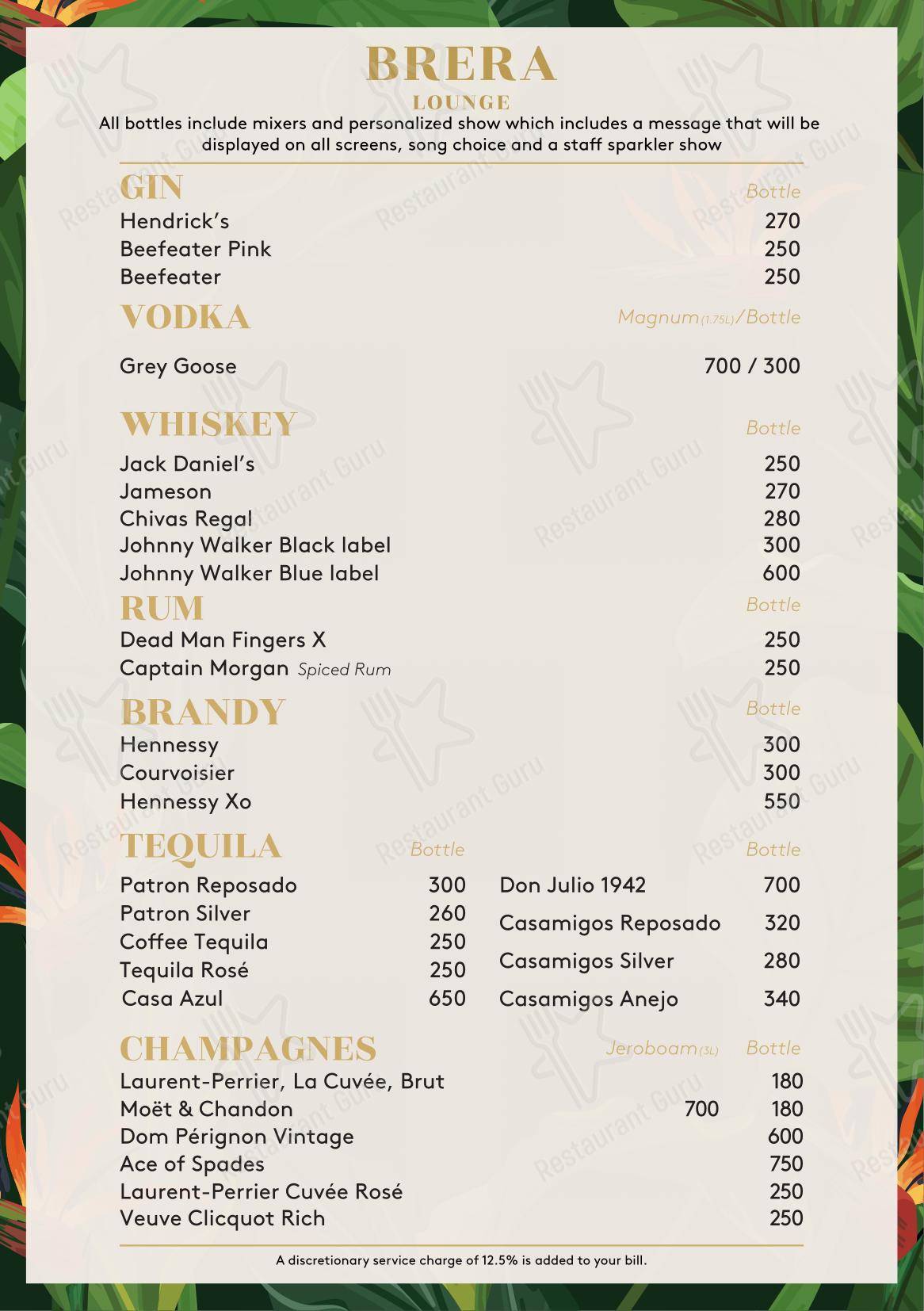 Menu at Cafe Brera, London, 38e