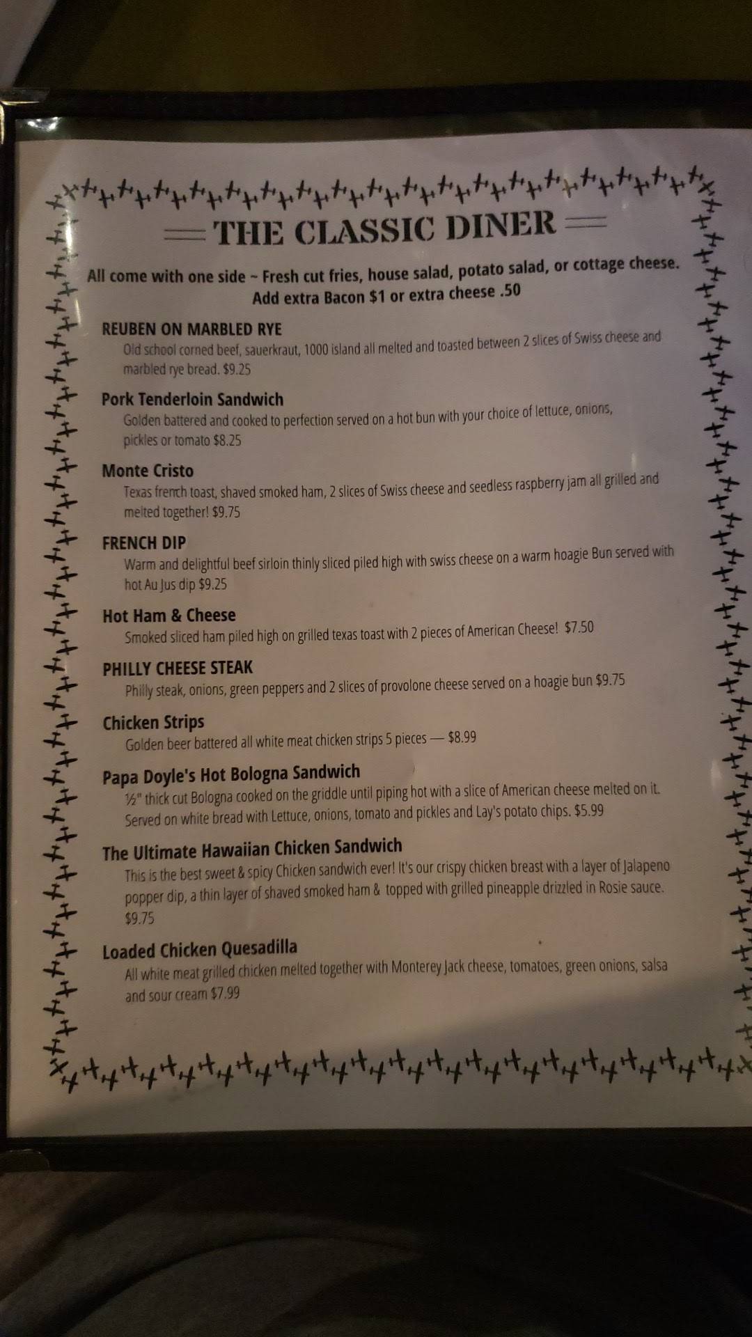 Menu at Cafe B-29, Ozark