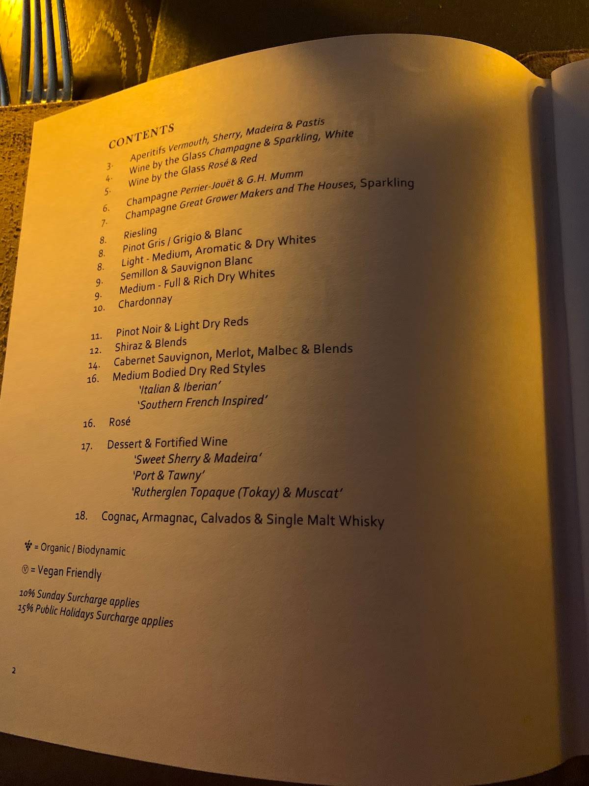 Menu at Cafe Sydney, Sydney, Level 5 Customs House