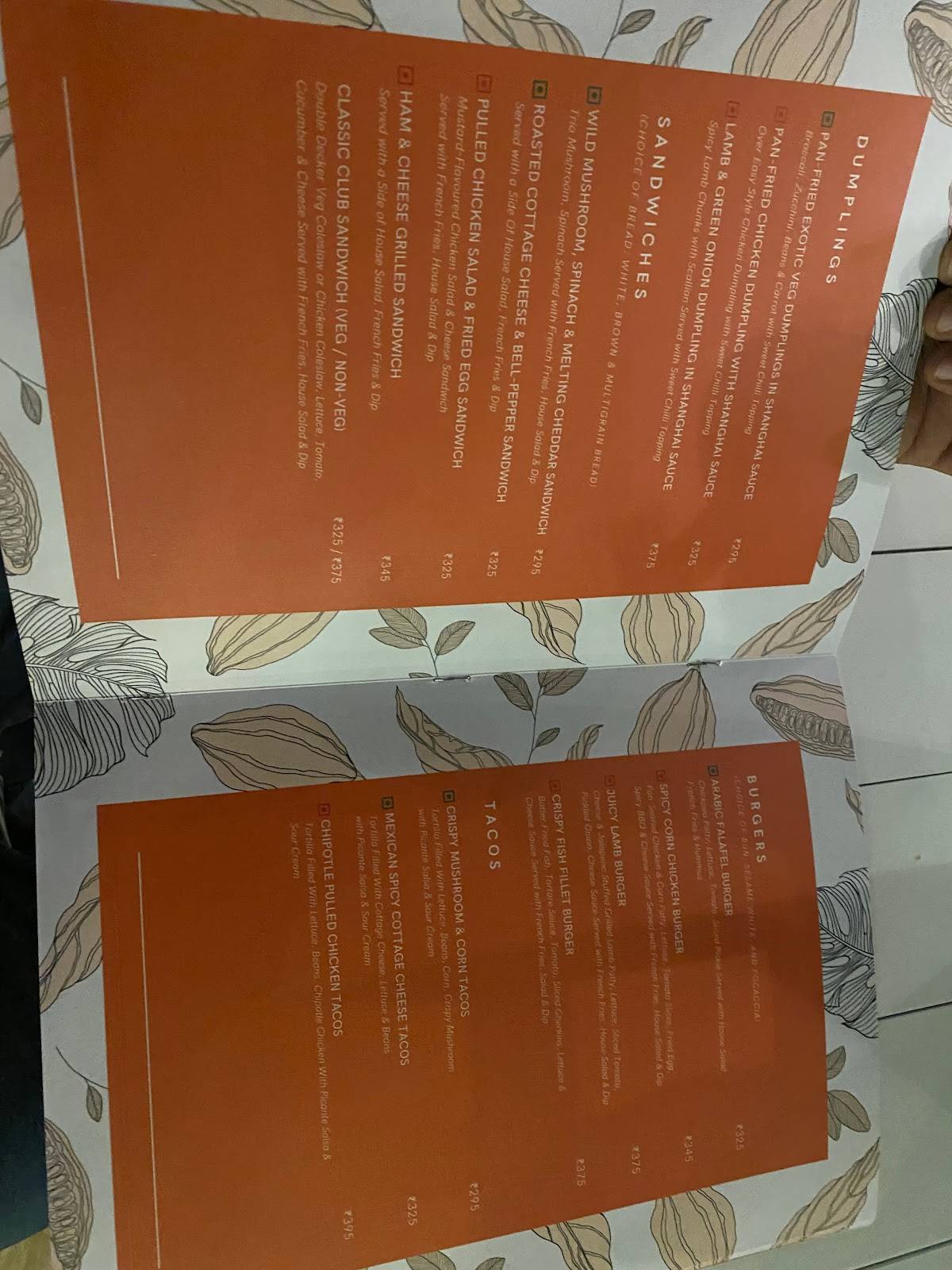 Menu at Café Caffeinated, Noida