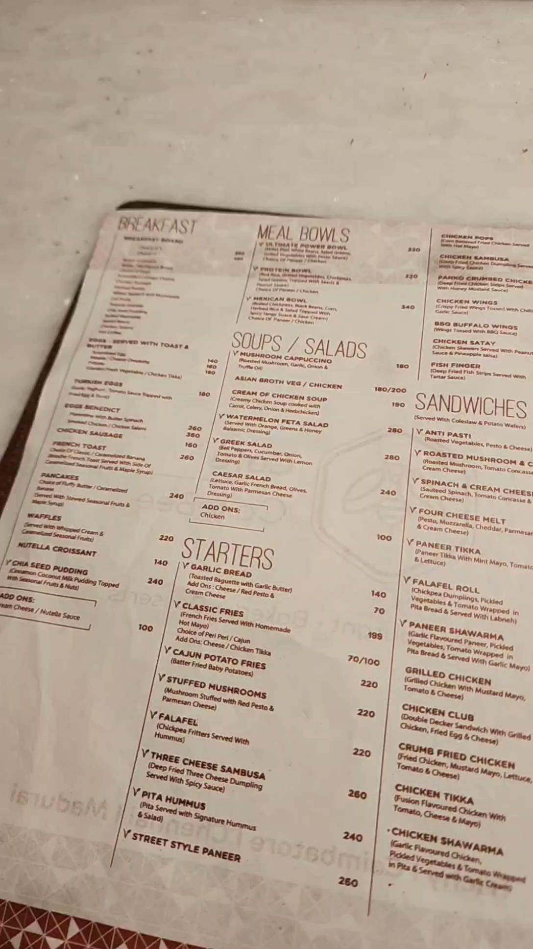 Menu at Cafe CakeBee, Chennai, Old no.47
