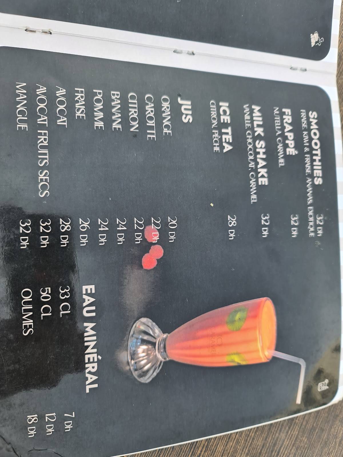 Menu at Café Caramel cafe, Agadir, CCG5+76V
