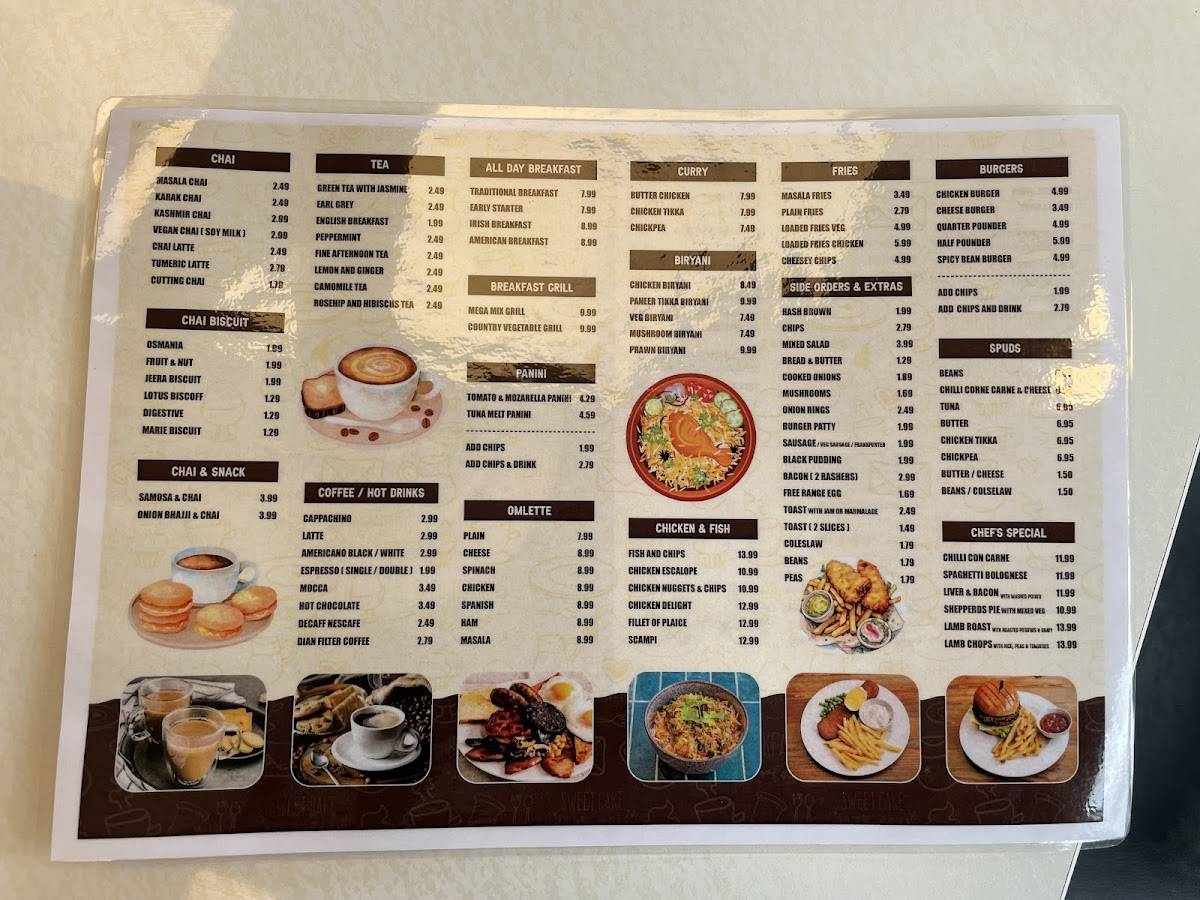 Menu at Chai Bisket cafe, Ruislip, 132 High St