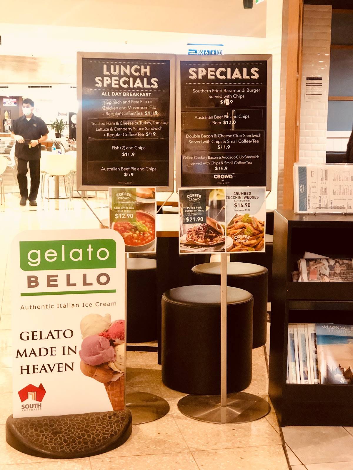 Menu at Coffee Crowd cafe, Adelaide