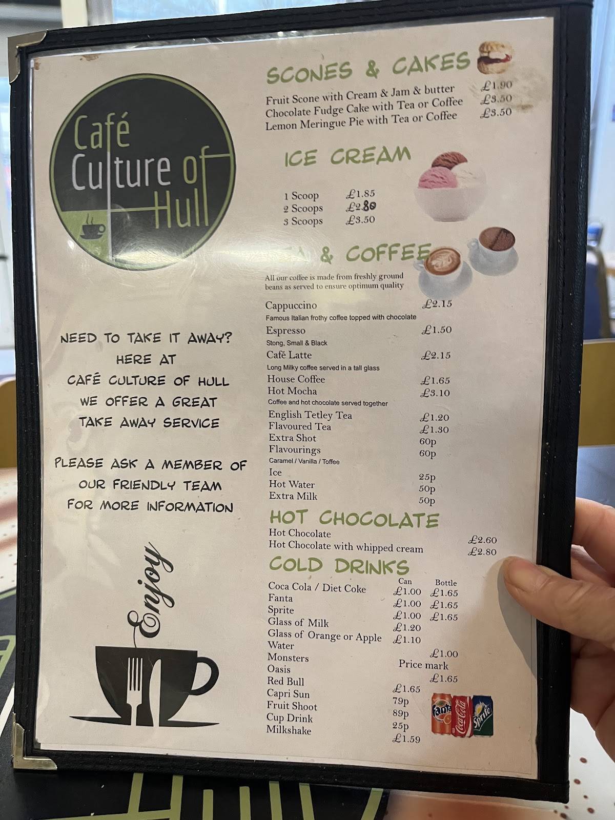 Menu at Cafe Culture Of Hull, Hull